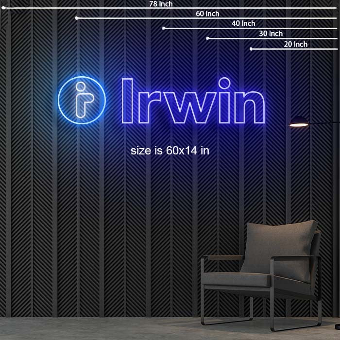 Irwin Neon Sign 60x14 in 2 parts — make neon sign