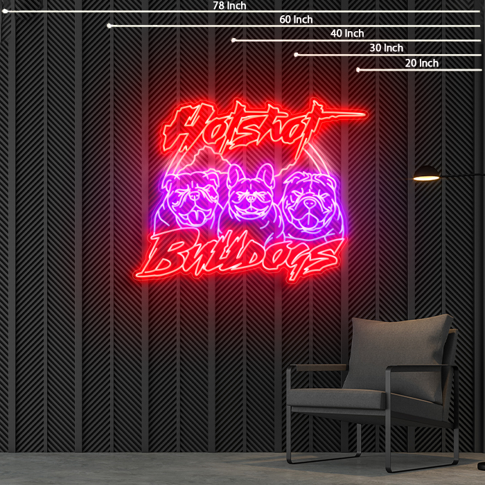 Colored Hotshots Bulldog 46x38 inches — make neon sign