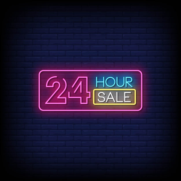 24 Hour Sale Neon Sign Perfect for Businesses & Promotions — make neon sign