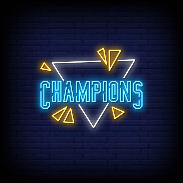 Champions Neon Text Sign — make neon sign
