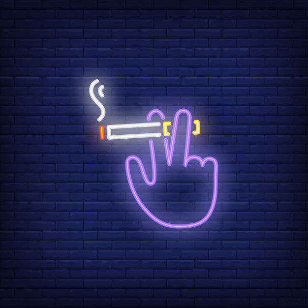 Hand Holding Smoking Cigarette Neon Sign — make neon sign