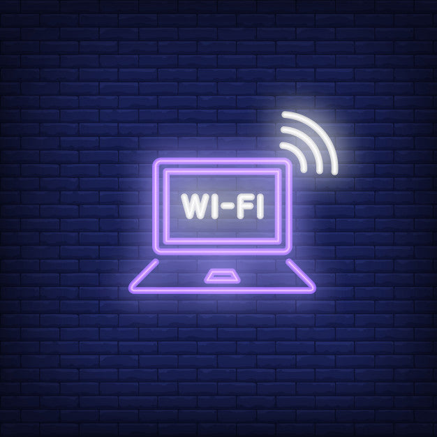 Laptop Computer And Wi-Fi Neon Sign — make neon sign