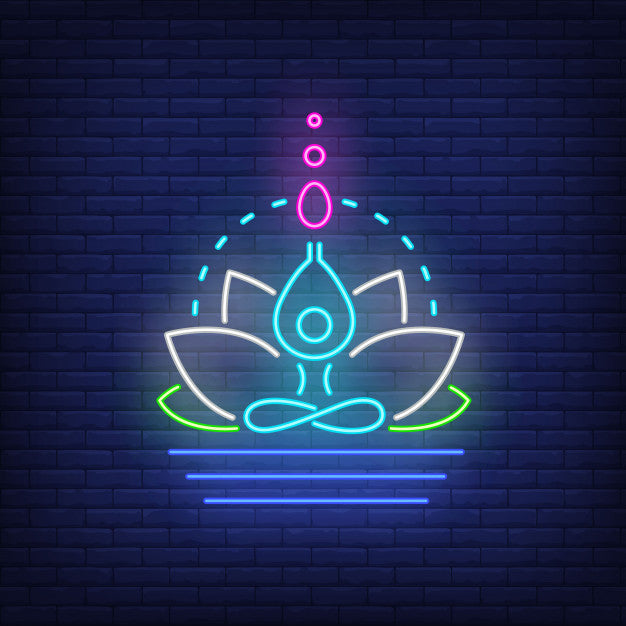 Lotus Flower And Figure Meditating Neon Sign — make neon sign