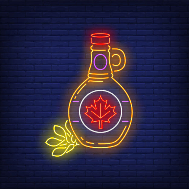 Maple Syrup Bottle With Leaf Neon Sign — make neon sign