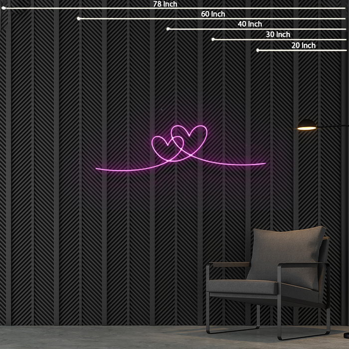 Neon Sign Double Heart Perfect for Café & Event — make neon sign