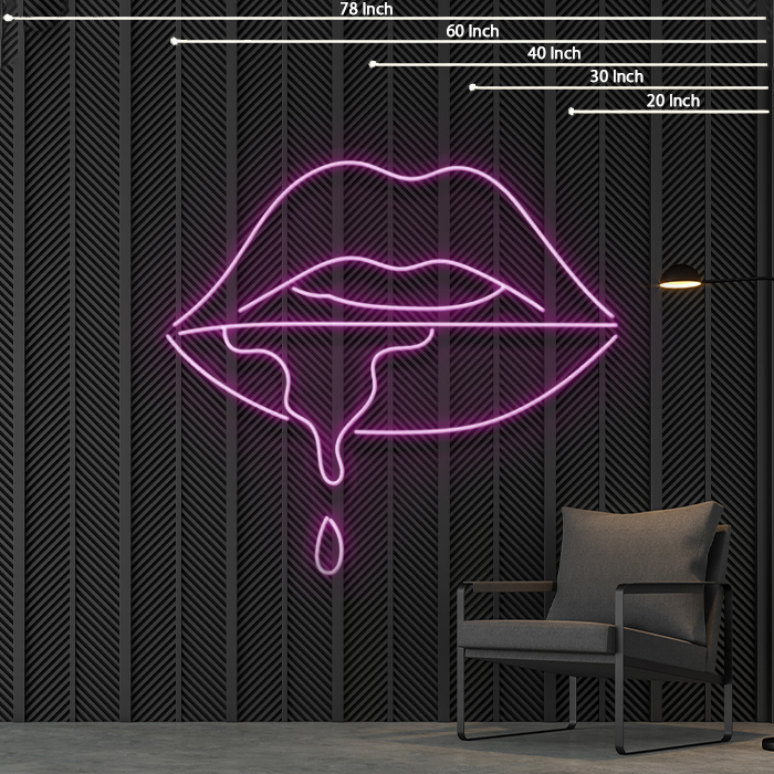 Neon Sign Lips Dripping Perfect for Bars & Events — make neon sign