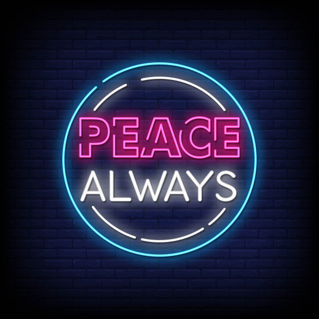 Neon Blue Peace Signs