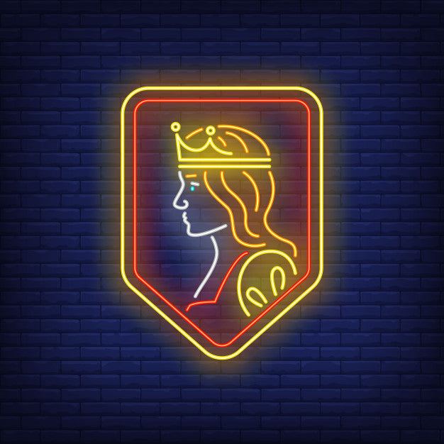 Queen On Shield Neon Sign — make neon sign