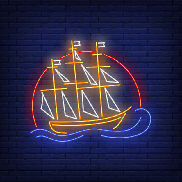 Ship Sailing On Sea Waves Neon Sign — make neon sign
