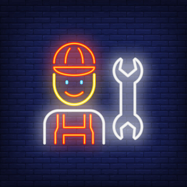 Smiling Mechanic Neon Sign — make neon sign