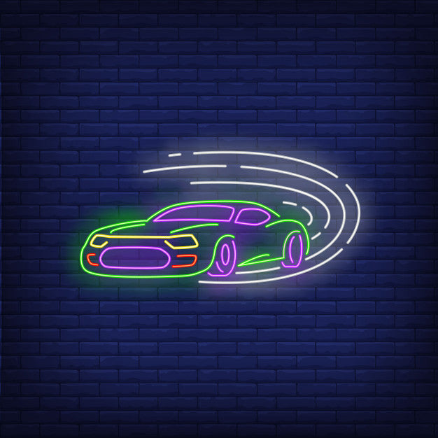 Sport Car Driving Fast Neon Sign — make neon sign