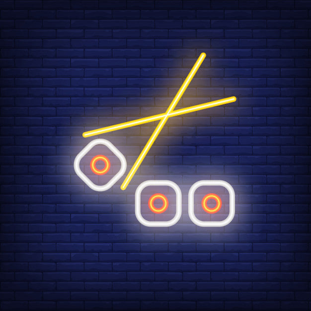 Sushi Rolls With Chopsticks Neon Sign — make neon sign