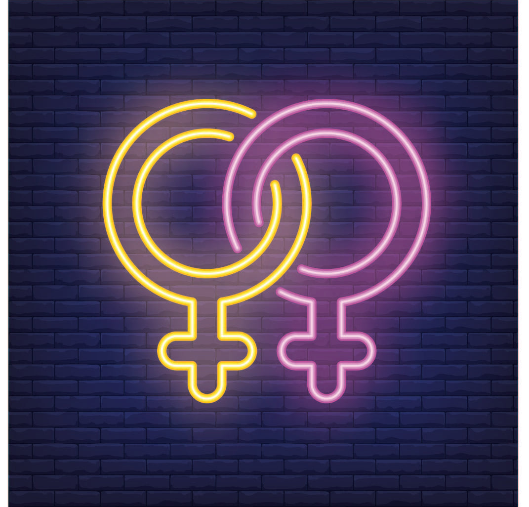 Two Coupled Female Gender Symbols Neon Sign — make neon sign