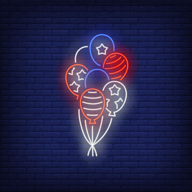 Usa Flag Balloons Neon Sign — make neon sign