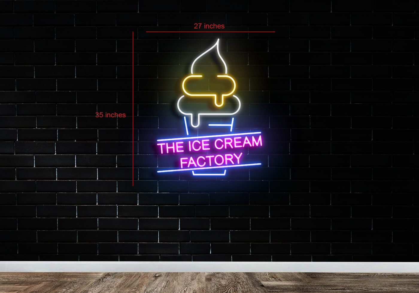 The Ice Cream Factory 35x27 inches - 3 pcs — make neon sign