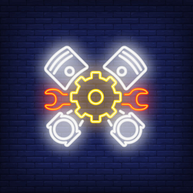 Mechanic Tools And Pedals Neon Sign — make neon sign