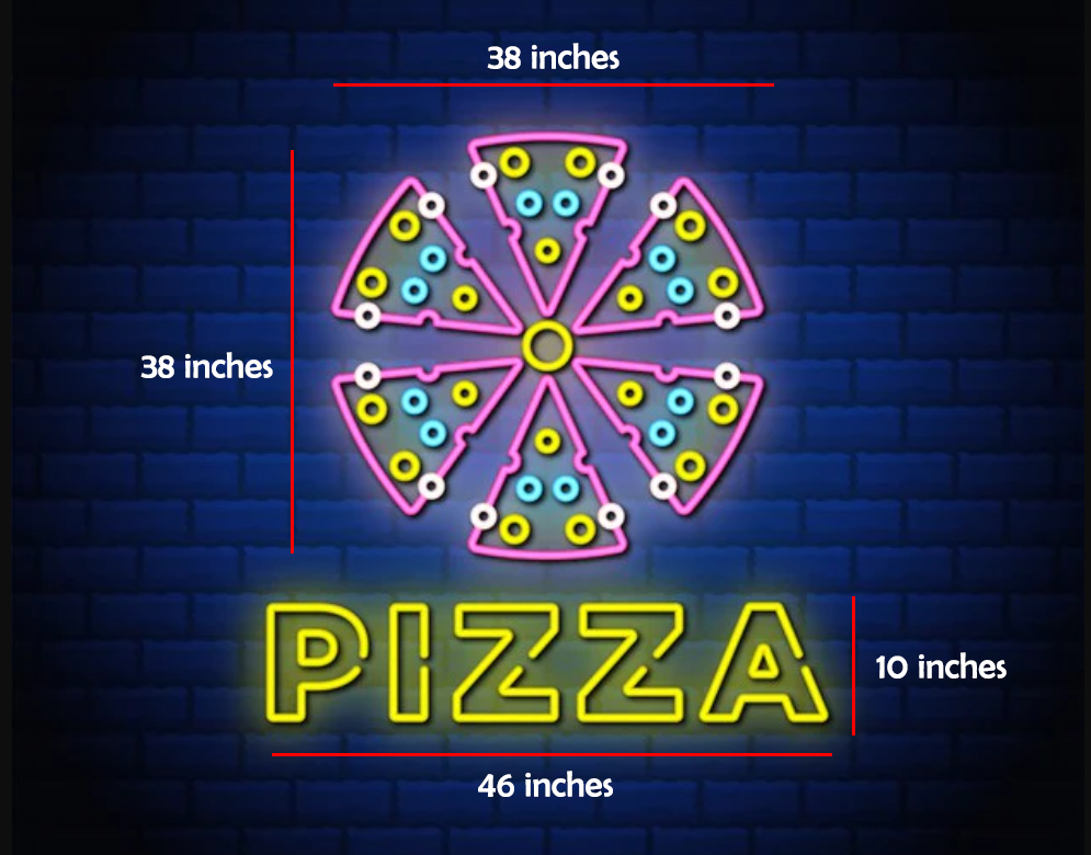 Pizza Neon Sign 51x49 inches (waterproof) — make neon sign