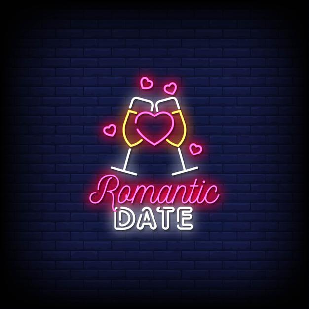 Romantic Date Neon Sign - Pink Neon Sign — make neon sign
